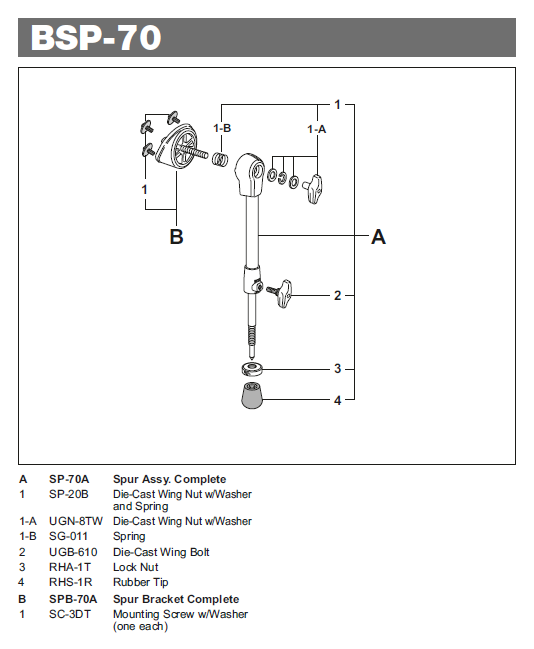 爵士鼓零件-Pearl品牌 RHS-1R大鼓腳零件/BSP-70C專用-2入組(預購品) - 美佳樂器商城