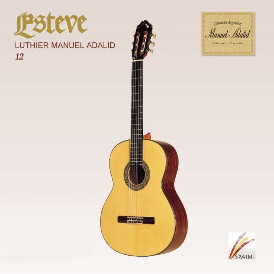 Esteve 12 全單板/純手工製造 松木面板/玫瑰木側背板 古典吉他(附盒) - 美佳樂器商城